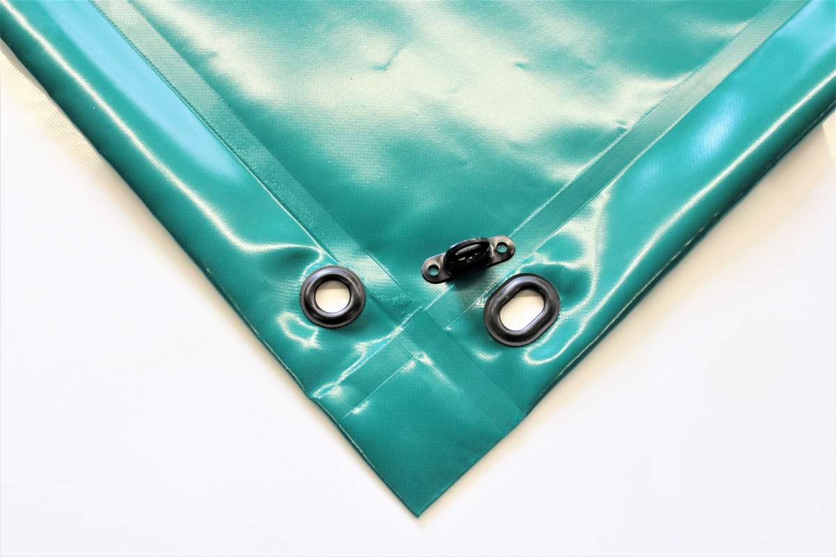 mit Saum und Ösen alle 50cm, grün | Tekoplan GmbH - PVC Plane nach Maß ...