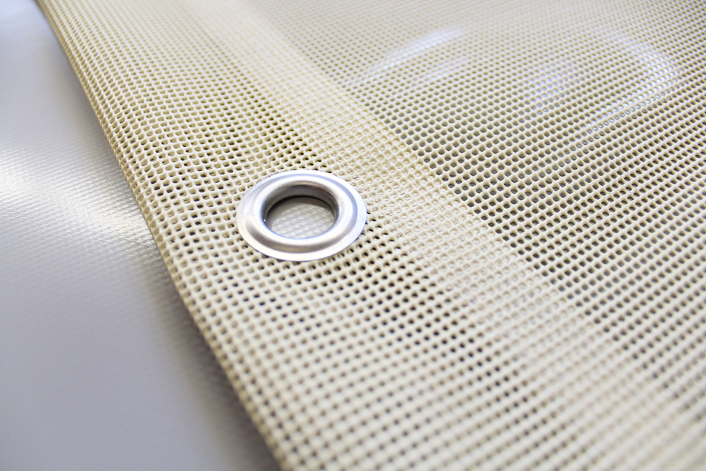 PVC Netz mit Saum und Ösen alle 1m, beige | Tekoplan GmbH - PVC Plane ...